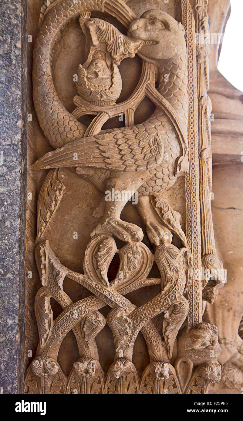 Trogir, Croatia,Cathedral of St. Lawrence, detail of the marble portal ...