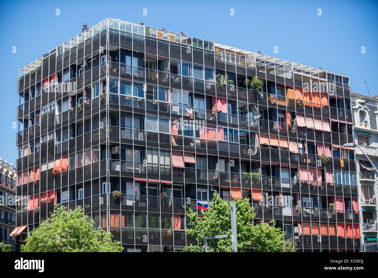 House of flats near Plaza de Espanya in Barcelona, Spain Stock Photo ...