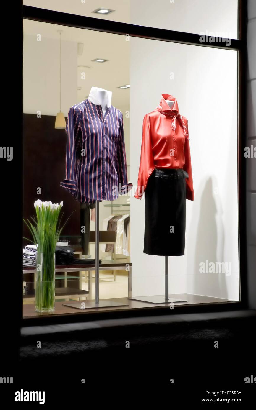 showcase (window) of modern fashion strore Stock Photo - Alamy