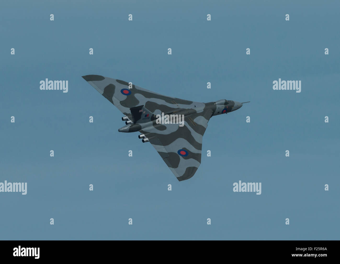 Avro Vulcan XH558 jet bomber flying at Clacton airshow,UK.2015 Stock ...