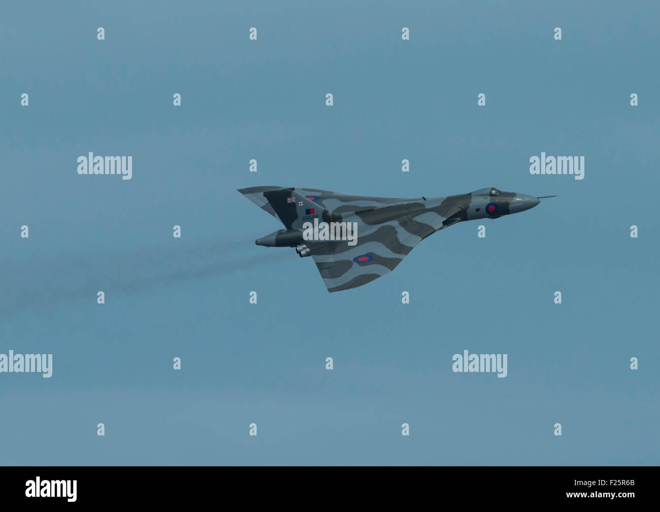 Avro Vulcan XH558 jet bomber flying at Clacton airshow,UK.2015 Stock ...