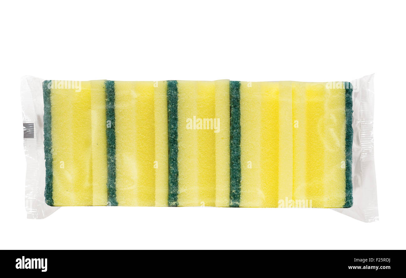 small pack of yellow sponges for perfect cleaning Stock Photo - Alamy