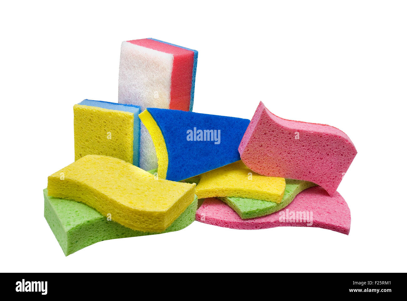 many colored sponges for cleaning services and household Stock Photo ...
