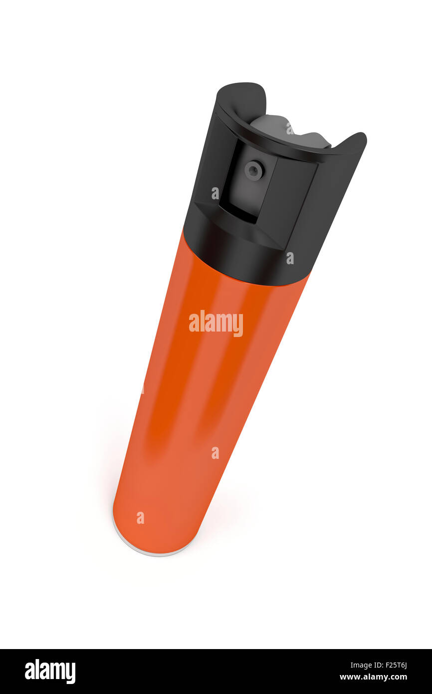 Orange bug spray on white background Stock Photo - Alamy