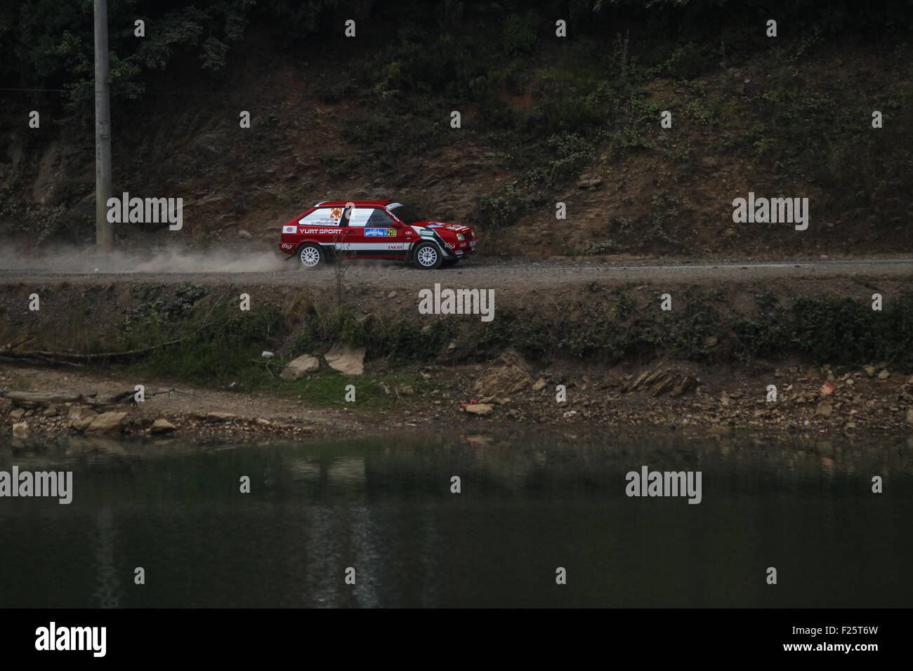 Umut Gungordu drives Lada Samara Bosphorus Rally 2015 Deniz stage Stock ...