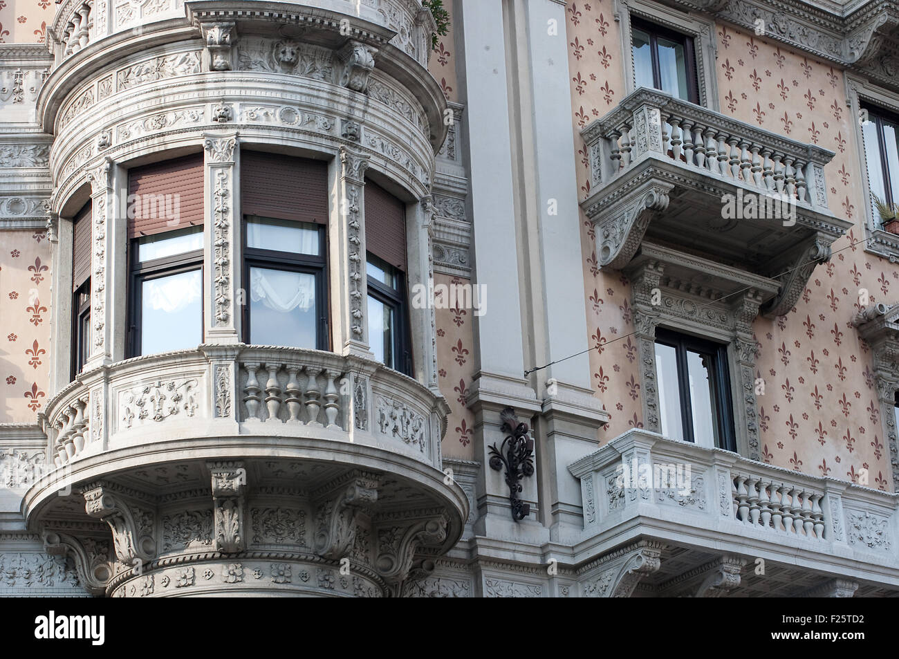 View of famous balcony in Milan Stock Photo - Alamy
