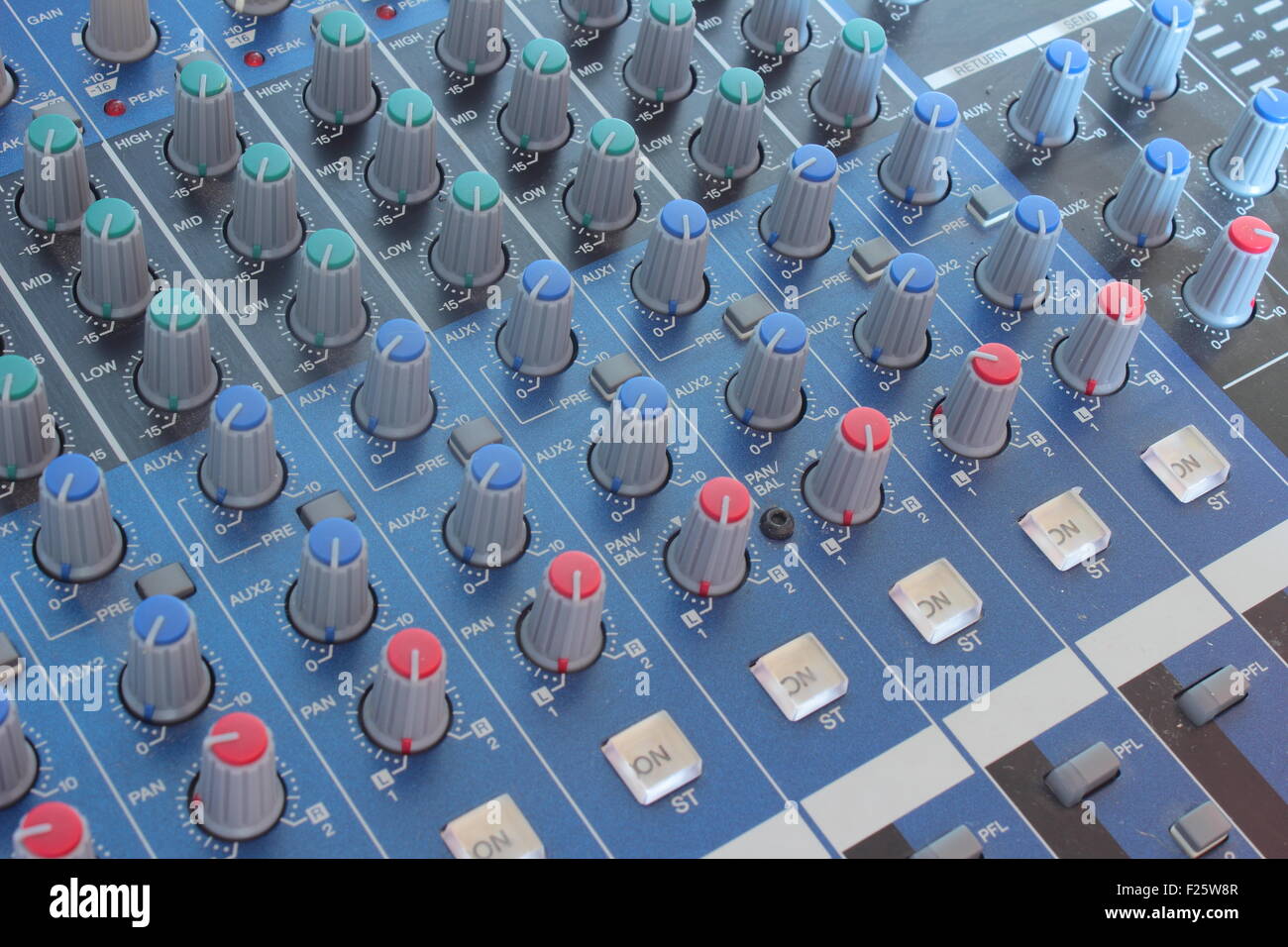 seen close-up the control panel mixer Stock Photo - Alamy