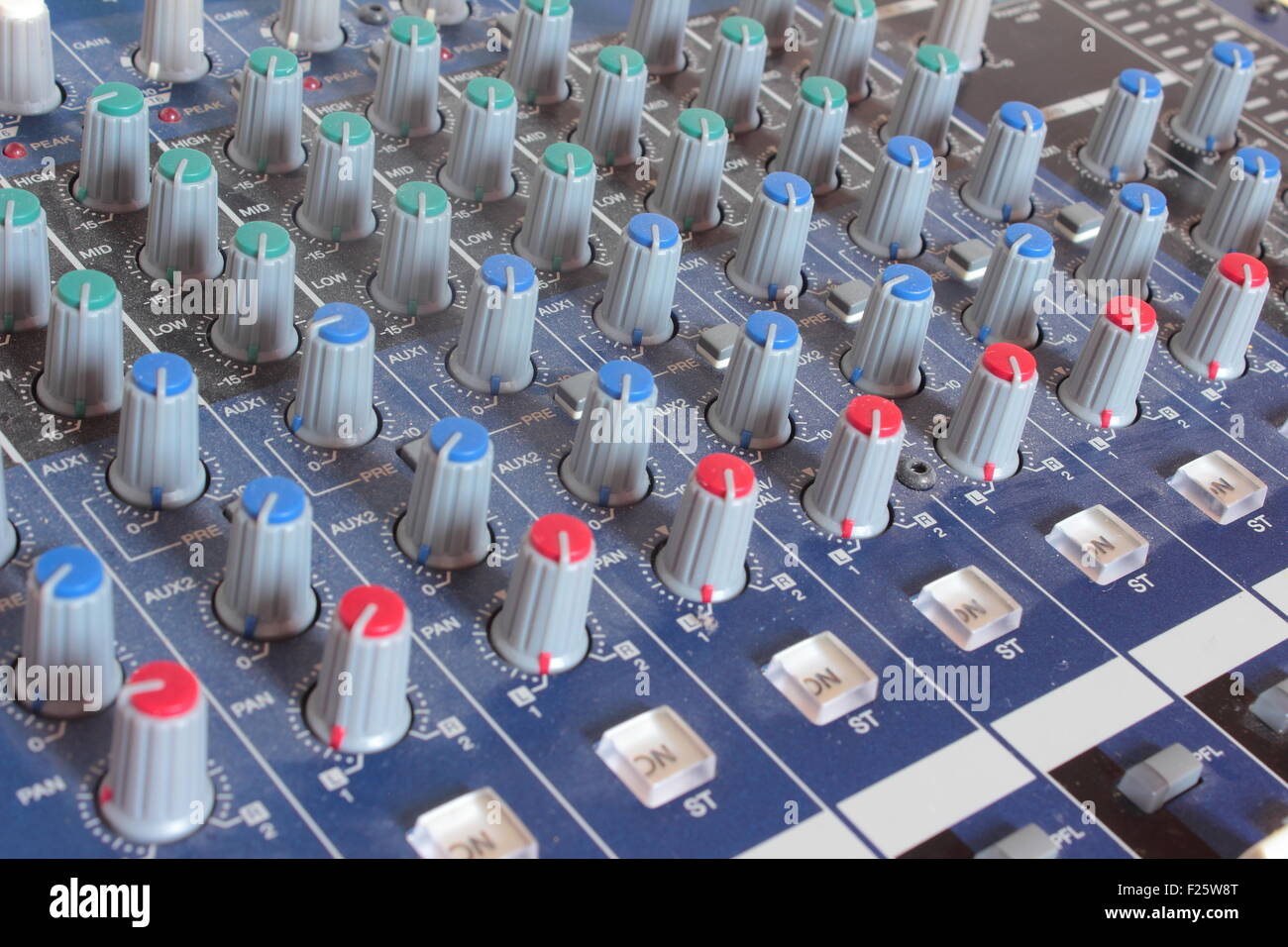 seen close-up the control panel mixer Stock Photo - Alamy