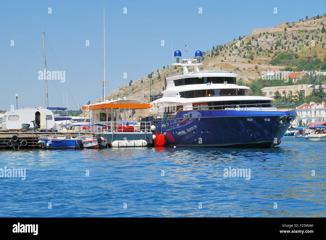 refueling for ship at sea (blue ship in dock Stock Photo - Alamy