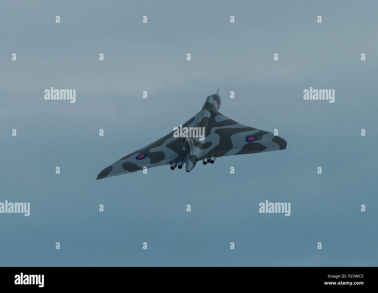 Avro Vulcan XH558 jet bomber flying at Clacton airshow,UK.2015 Stock ...