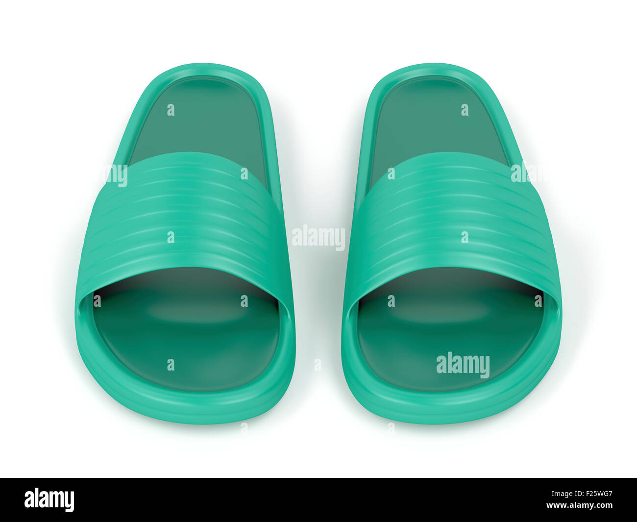 Front view of green rubber slippers Stock Photo - Alamy