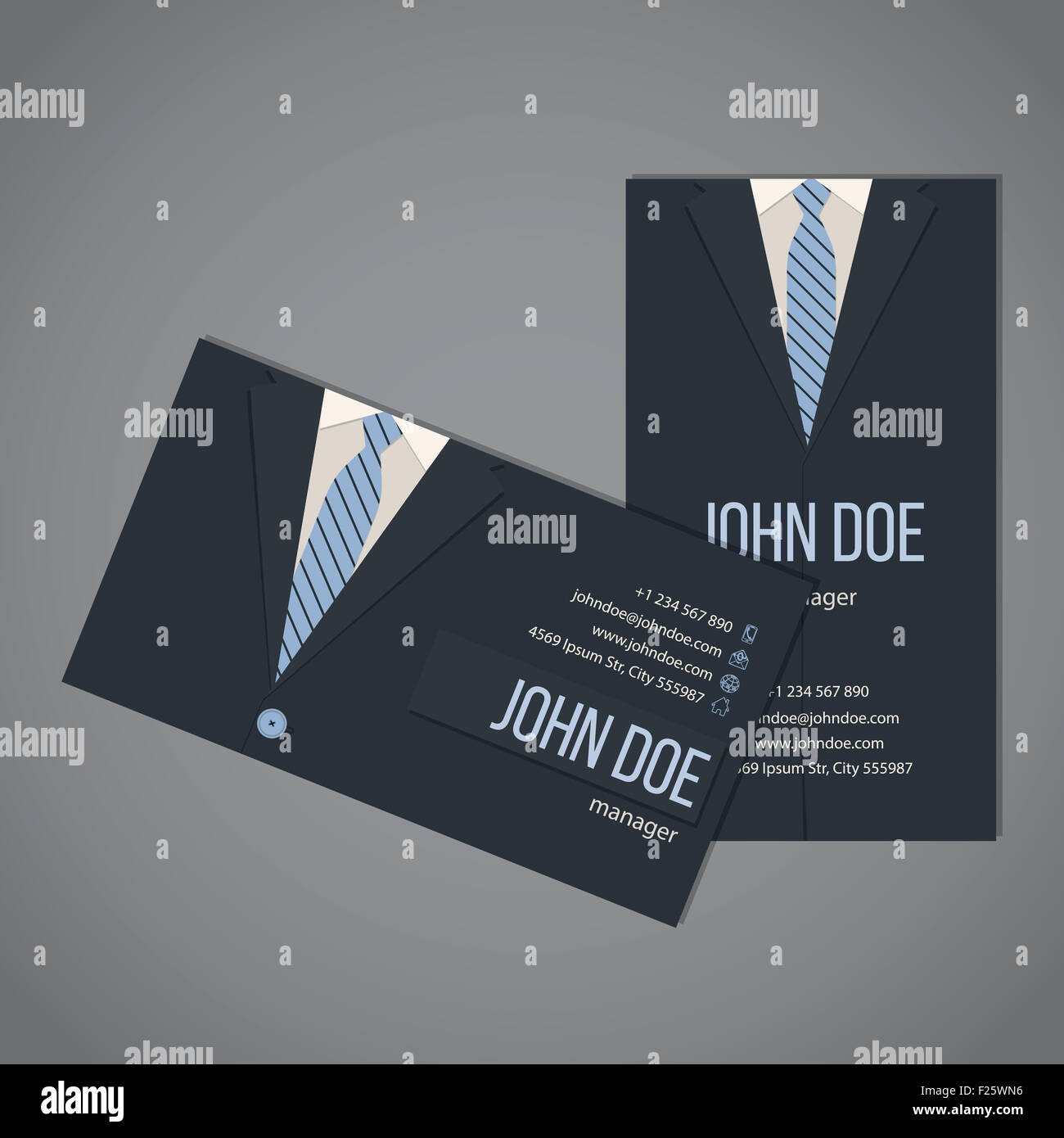 Business suit business card template design in dark and light blue ...