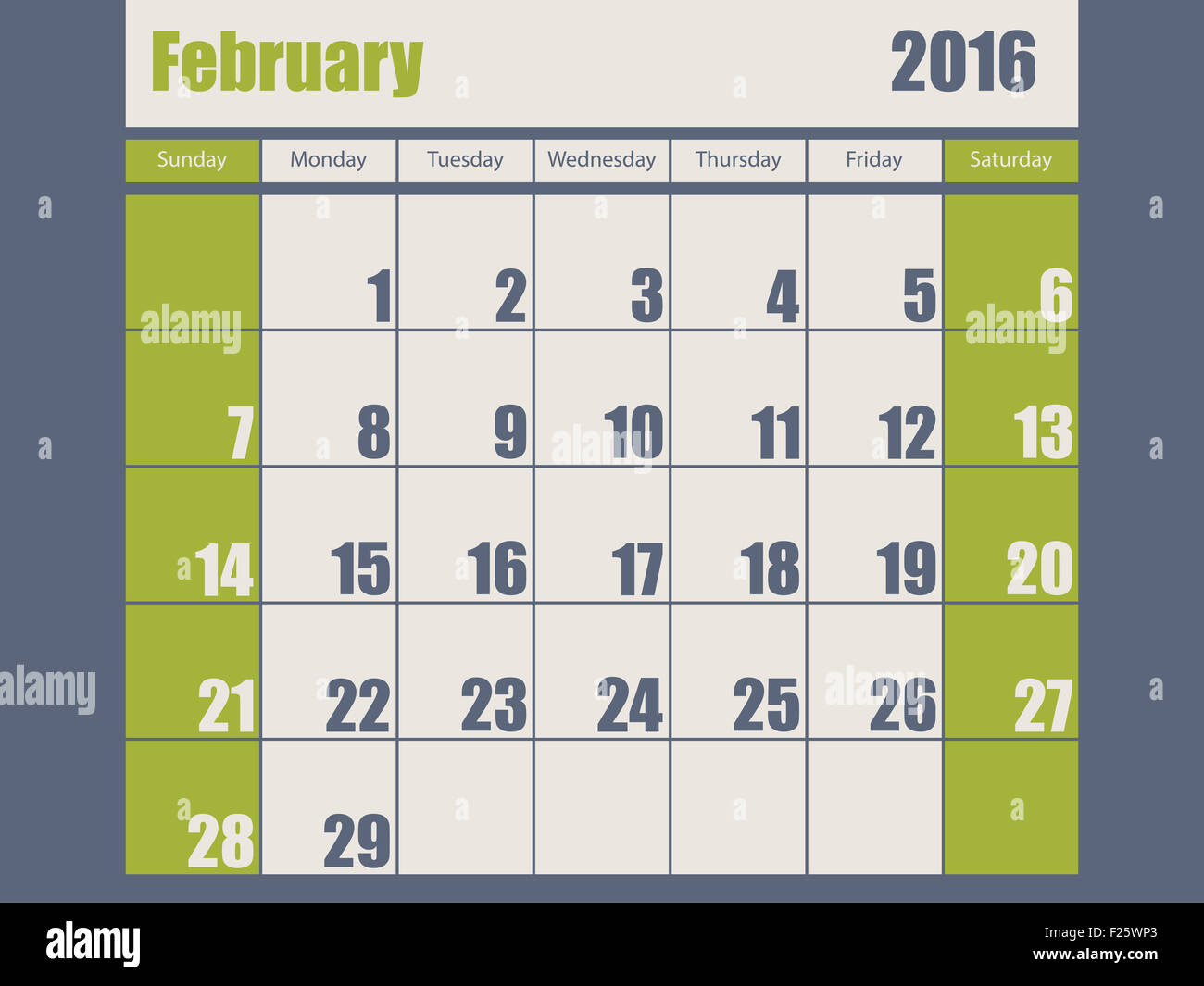 Blue february calendar hi-res stock photography and images - Alamy