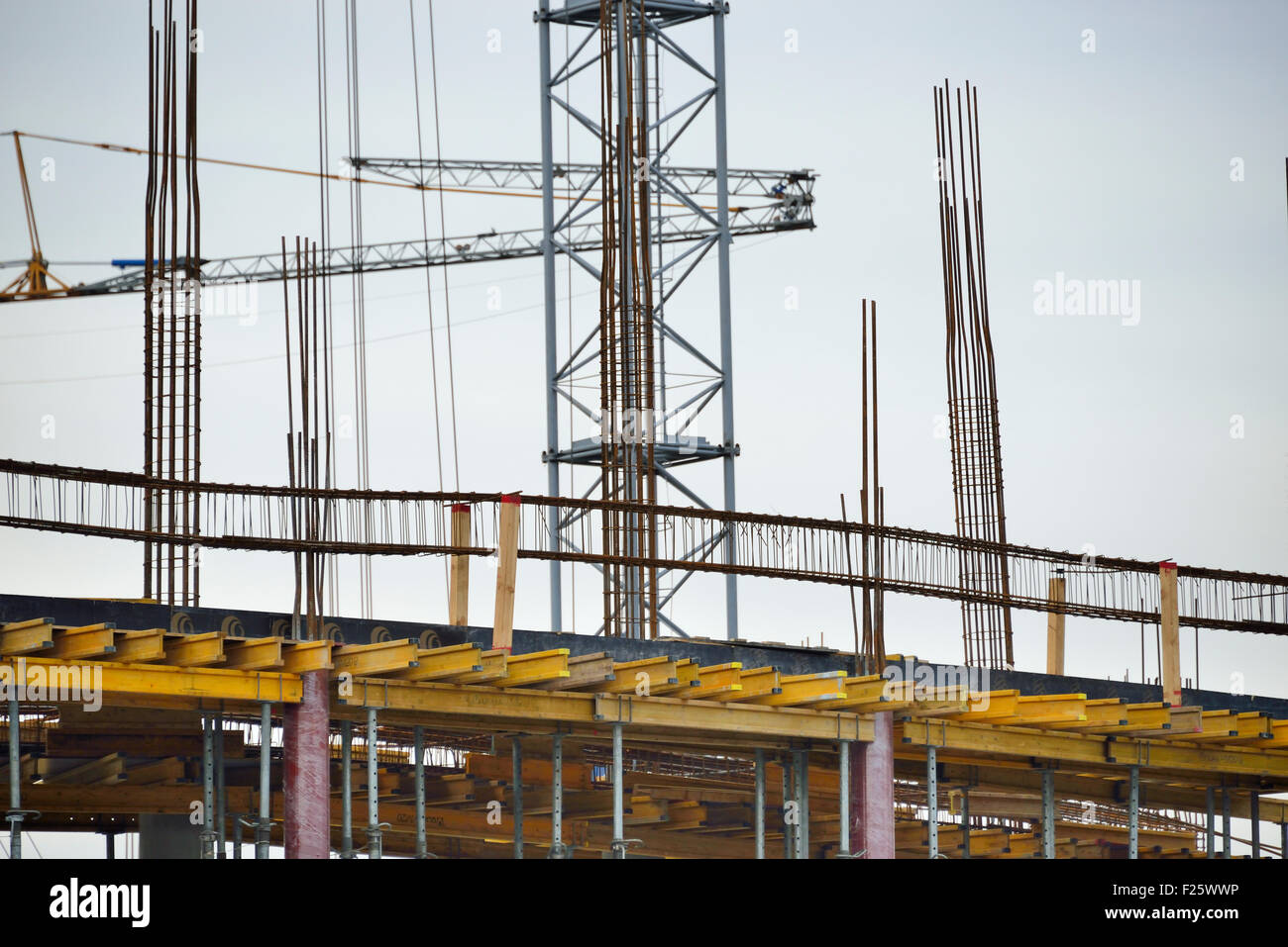build yellow construction with armature and fittings Stock Photo - Alamy