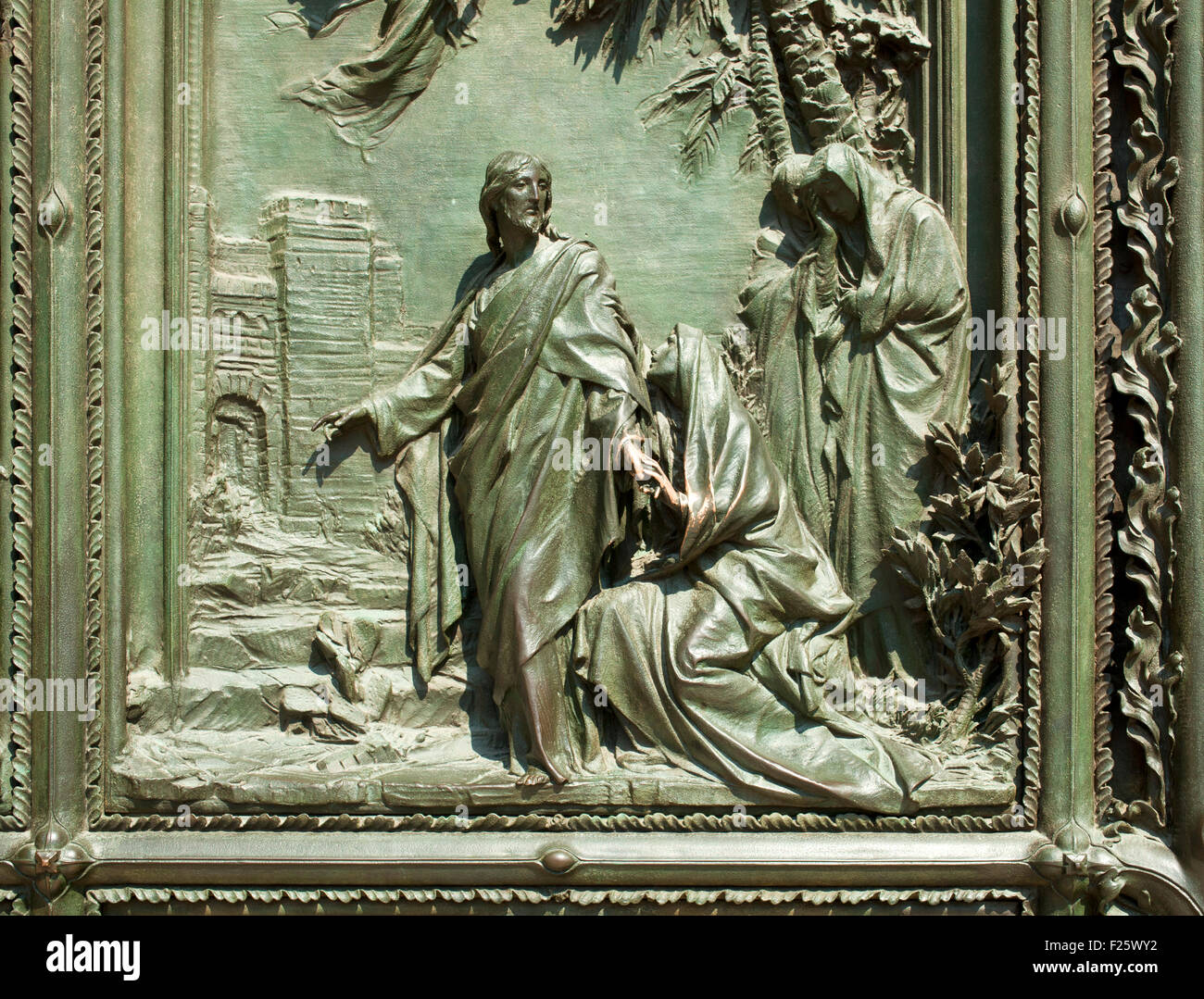 Jesus, Relief on Milan cathedral door - Italy Stock Photo - Alamy