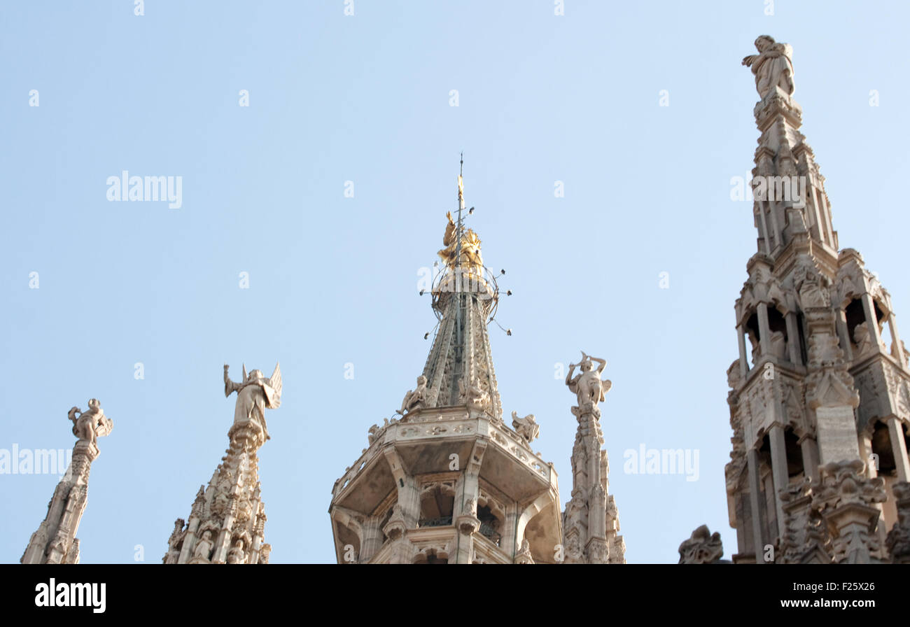 Gold statue of virgin mary, Milan cathedral - Italy Stock Photo - Alamy