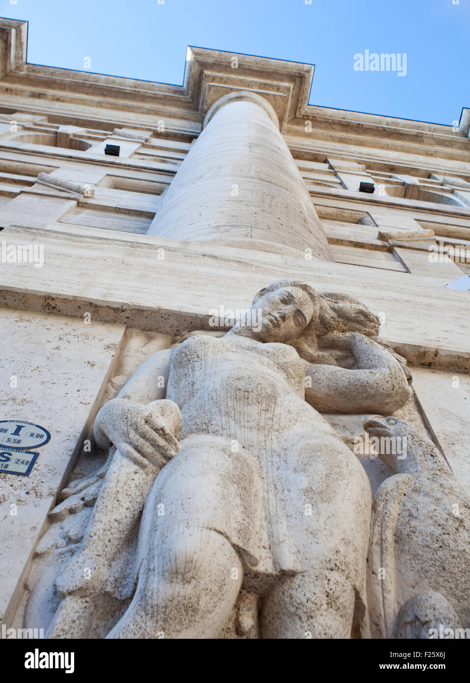 Woman statue of the exchange building of Milan, Italy Stock Photo - Alamy