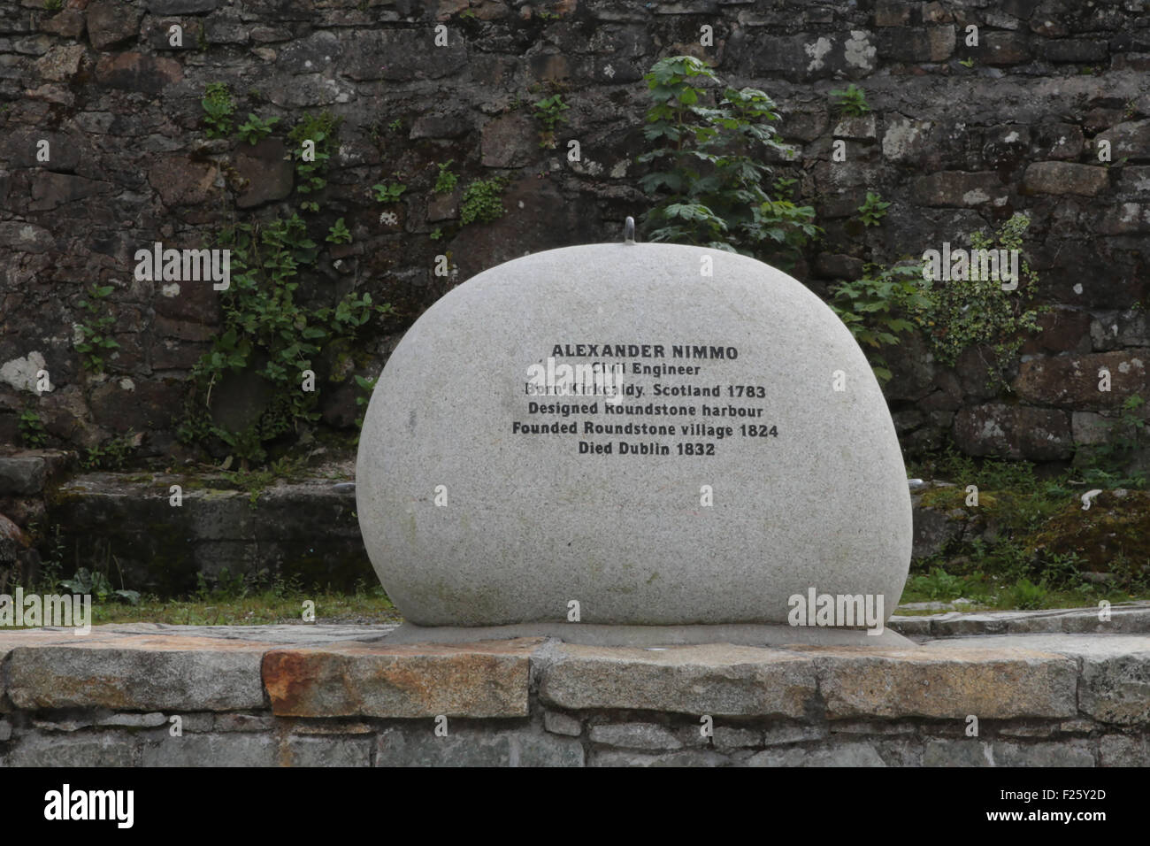 The stone commemorating the founding of Roundstone, Connemara by ...