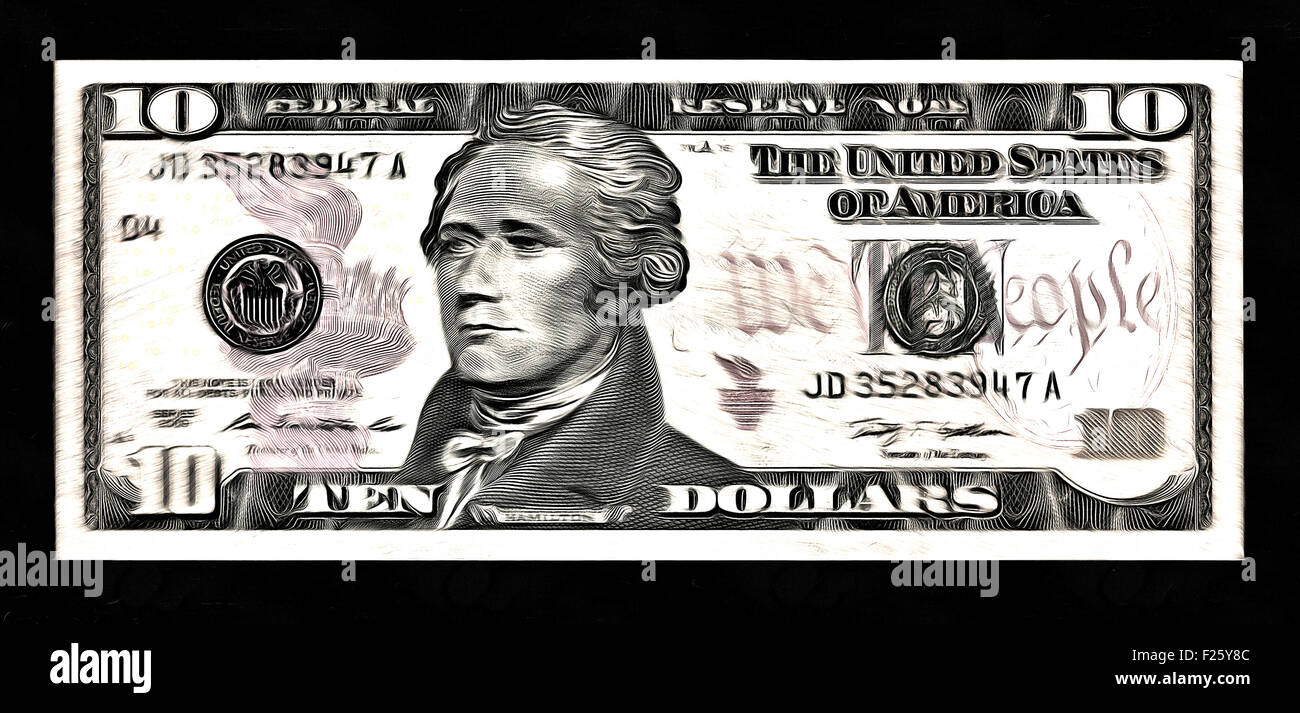 10 Dollar Bill Black And White