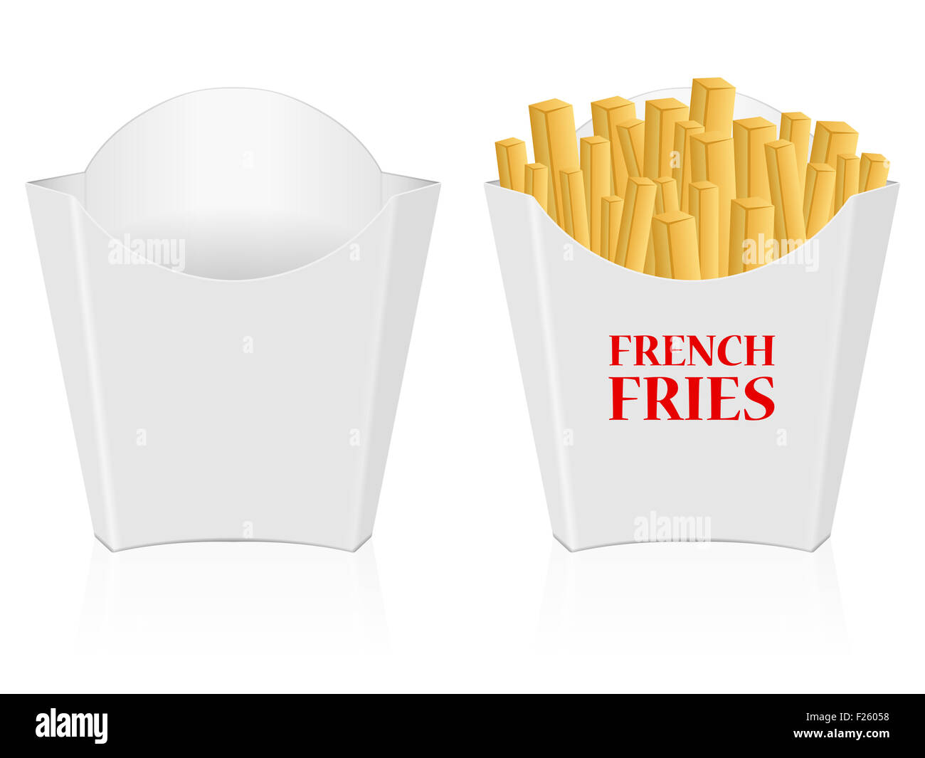 French fries paper box on a white background Stock Photo - Alamy