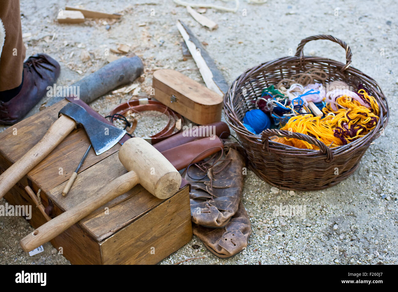 Axe, hammer and other tools Stock Photo - Alamy