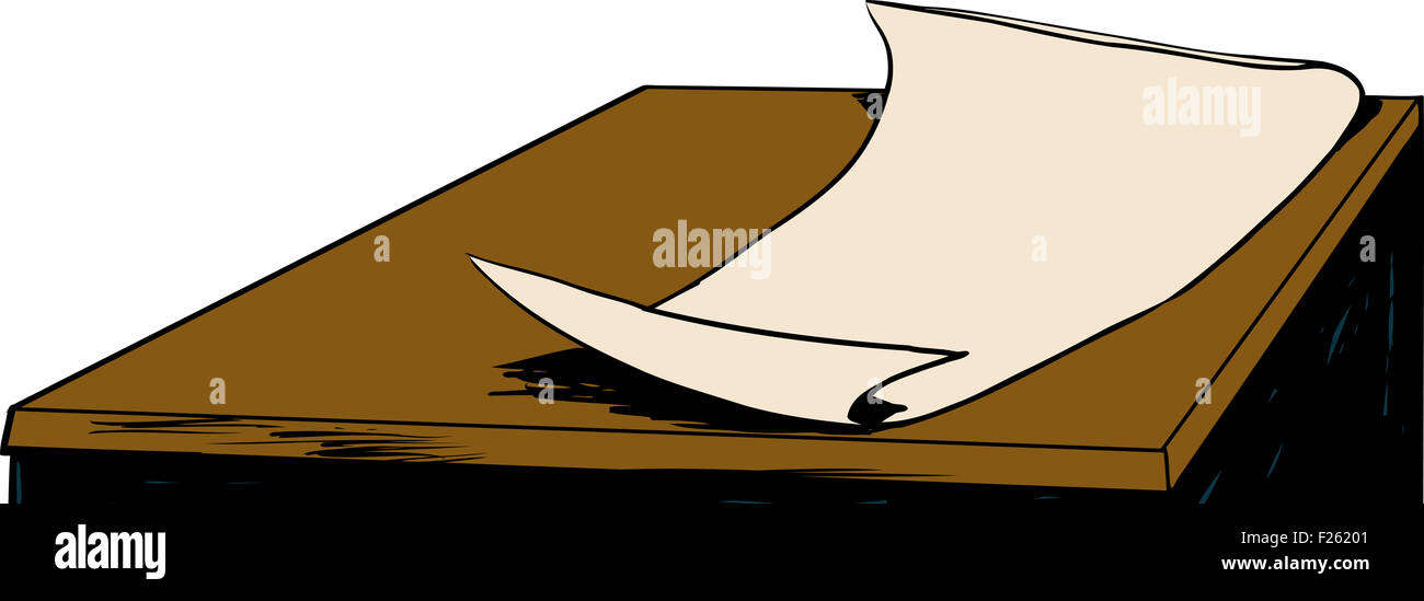 Drawing of document of paper on top of desk Stock Photo - Alamy