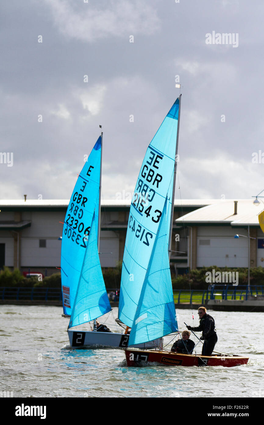 Enterprise Nationals blue sail E GBR 14-foot dinghy raced, cruised ...