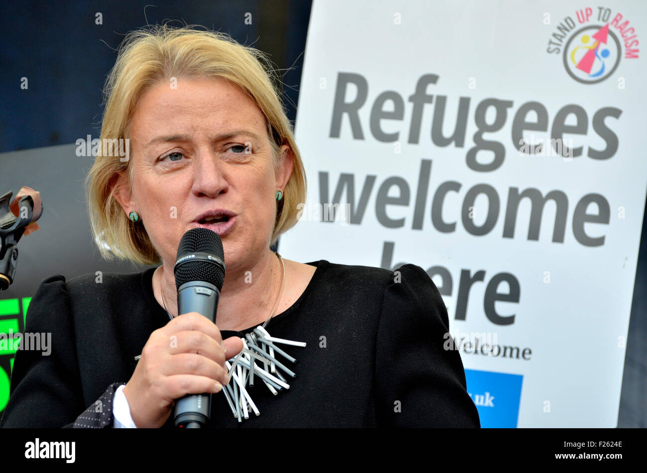 Natalie Bennett, leader of the Green Party, speaking at the 'Refugees ...