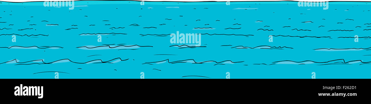 Cartoon background of blue sea water with waves Stock Photo - Alamy