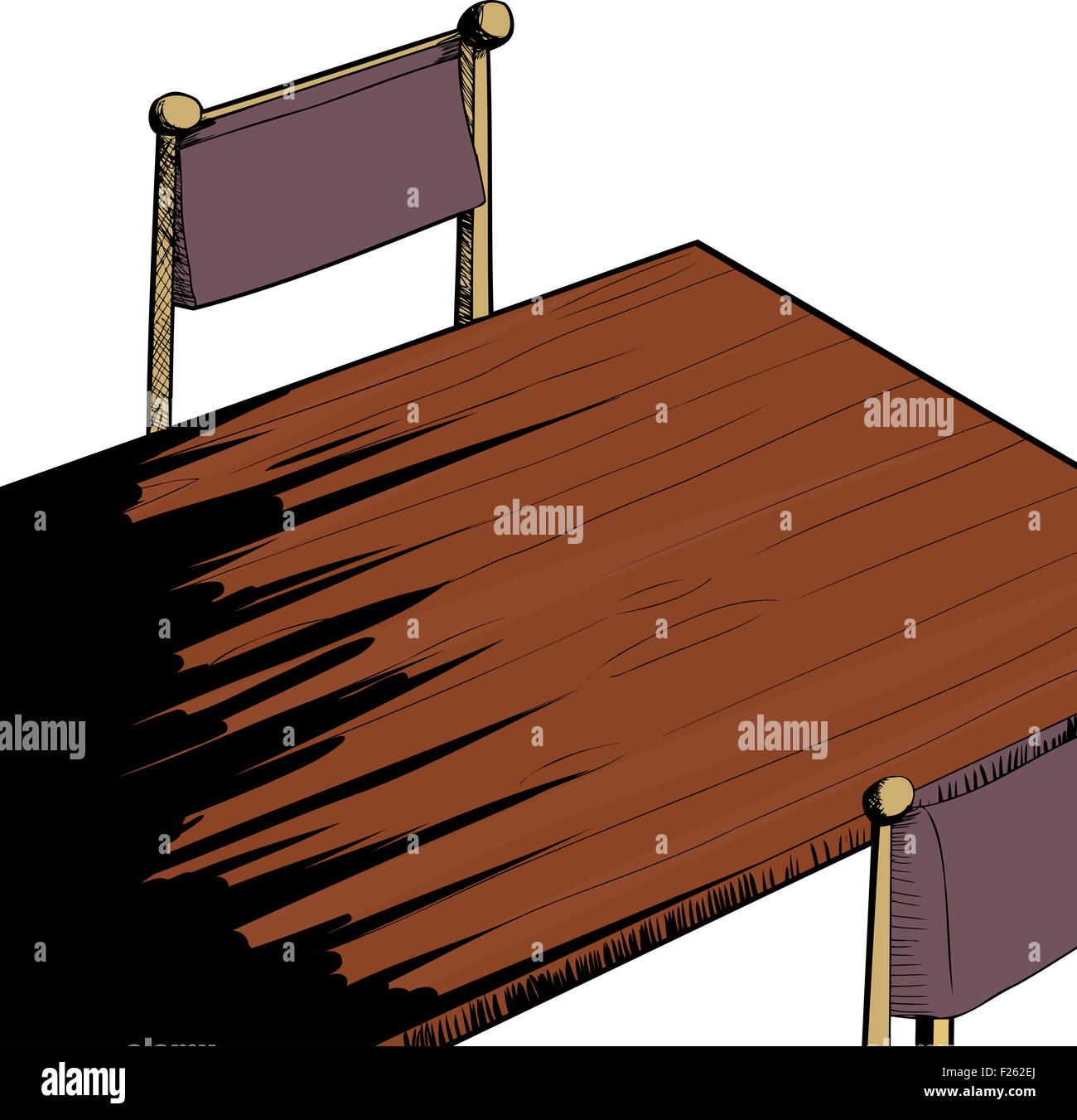 Hand drawn cartoon of chairs at table Stock Photo - Alamy