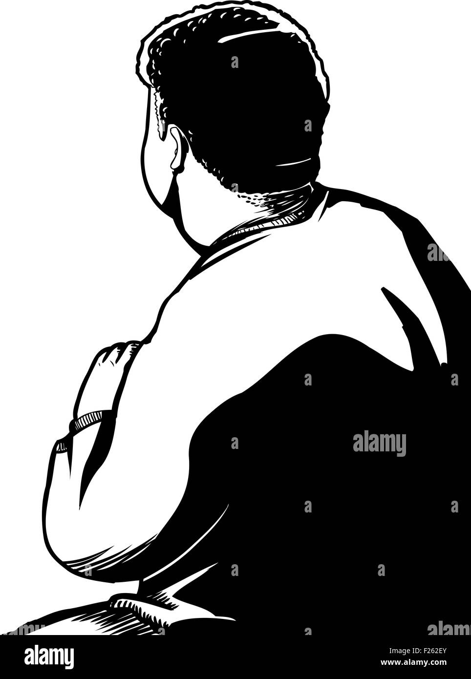 Rear view outline of single man crouching Stock Photo - Alamy