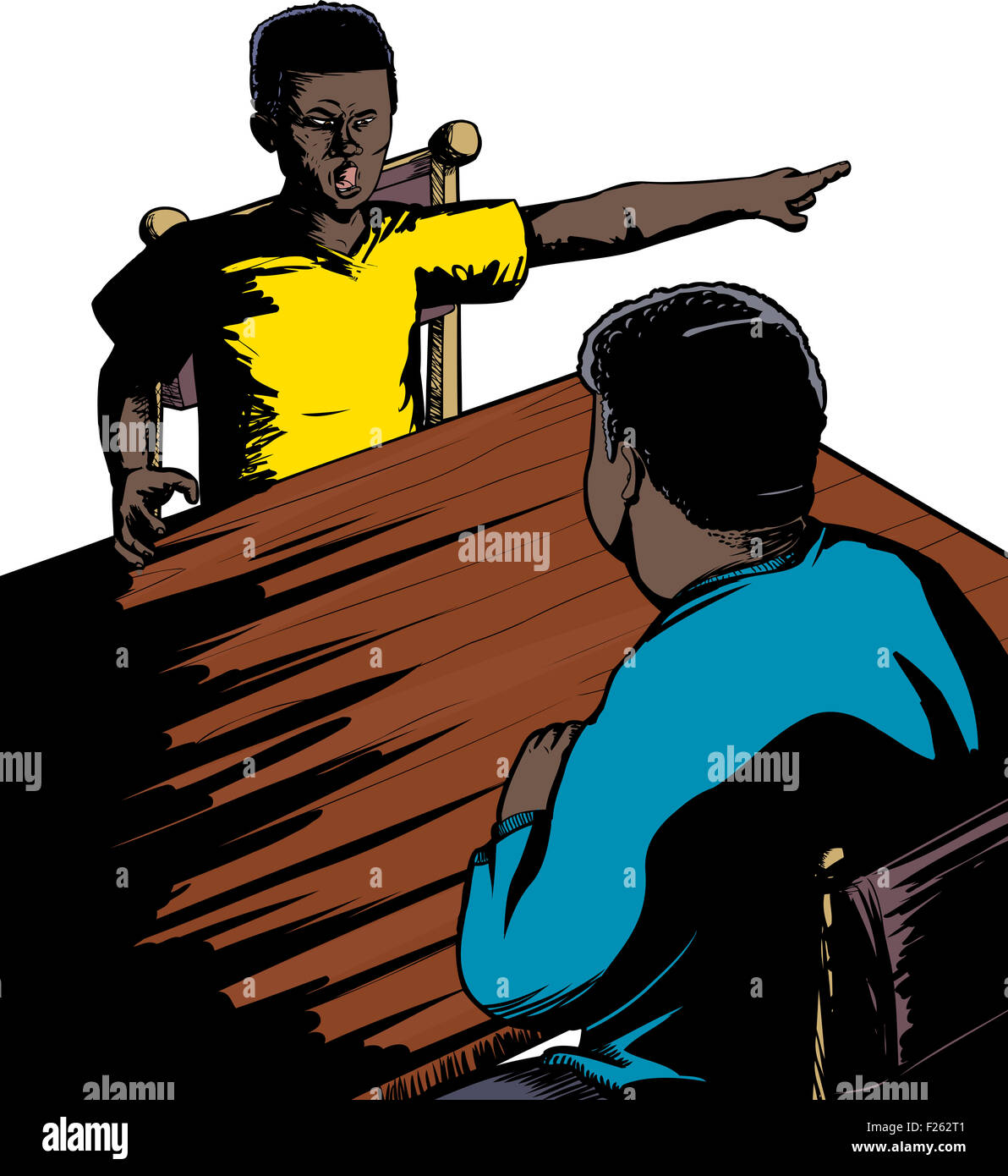 Illustration of rude male teenager yelling at parent Stock Photo - Alamy