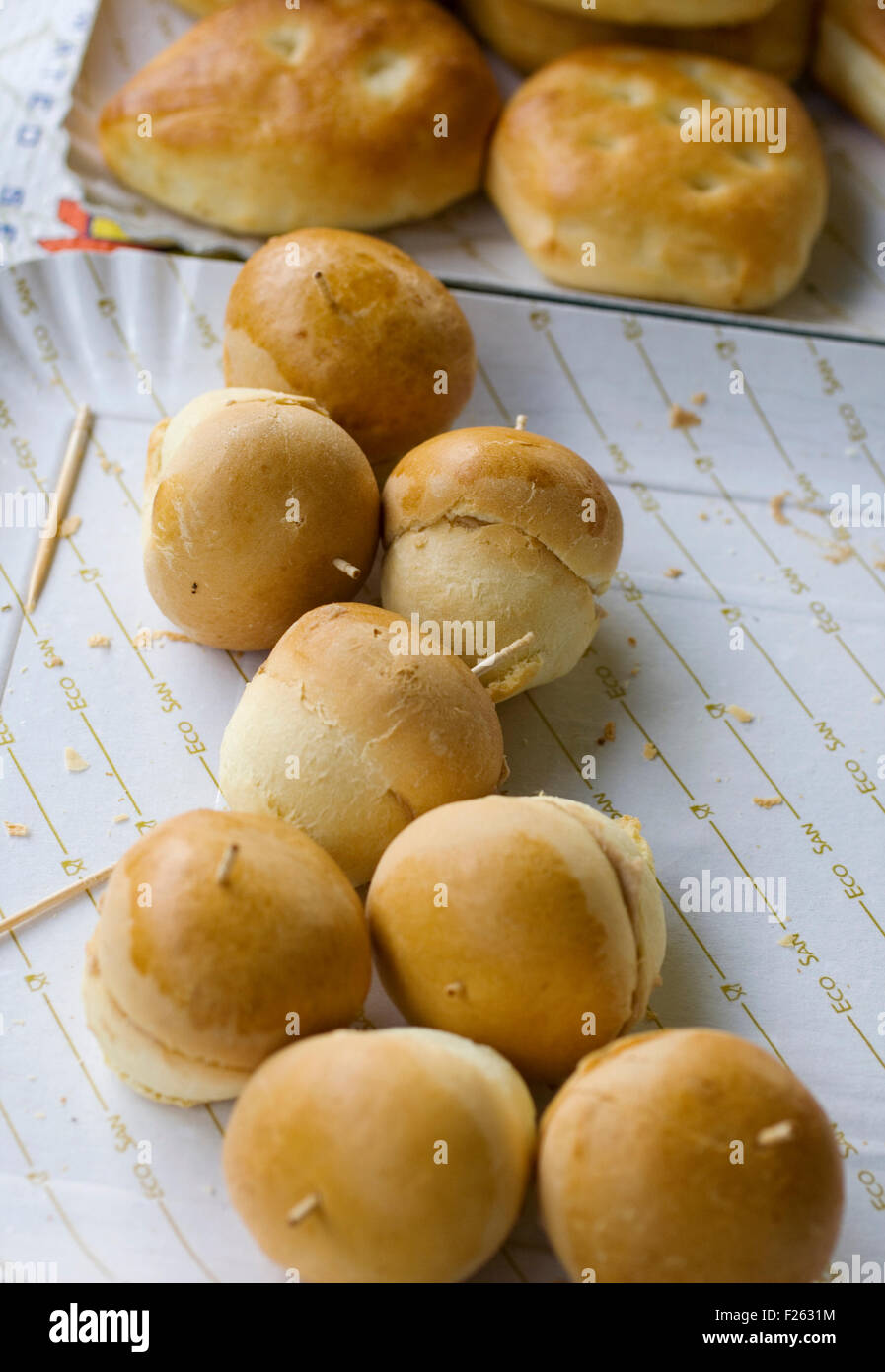 Little delicious sandwiches on tray Stock Photo - Alamy