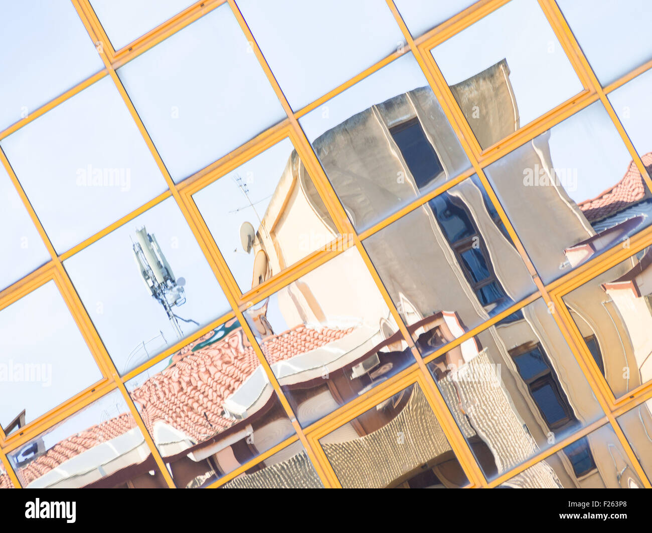 Glass reflection colored. Reflection in glass office building Stock ...