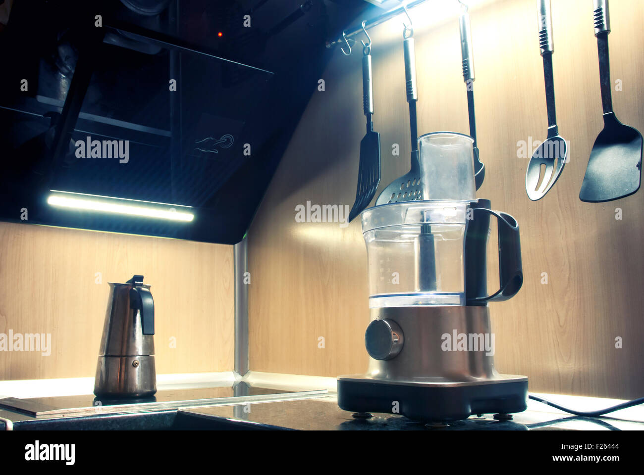 modern kitchen with food processor Stock Photo - Alamy