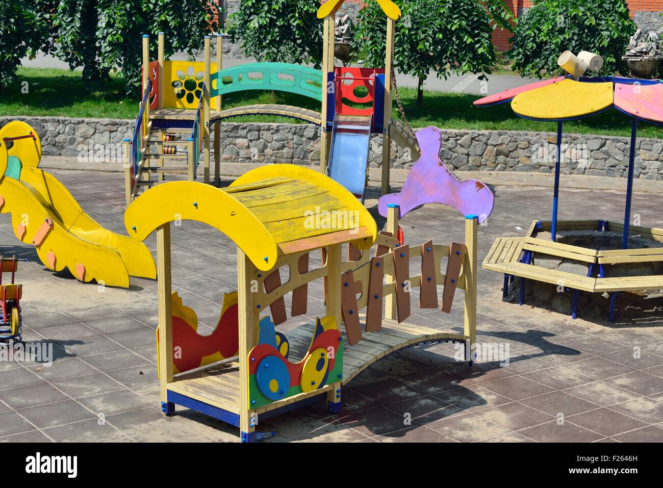 empty openspace nursery playground for children Stock Photo - Alamy