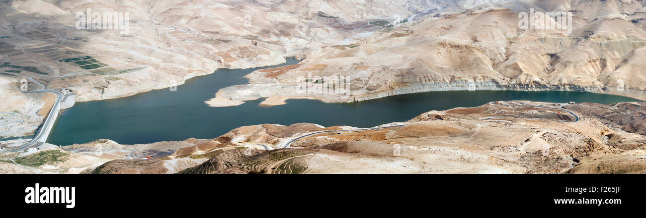 Panoramic image of Wadi Al Mujib water dam in Madaba ,Jordan Stock ...