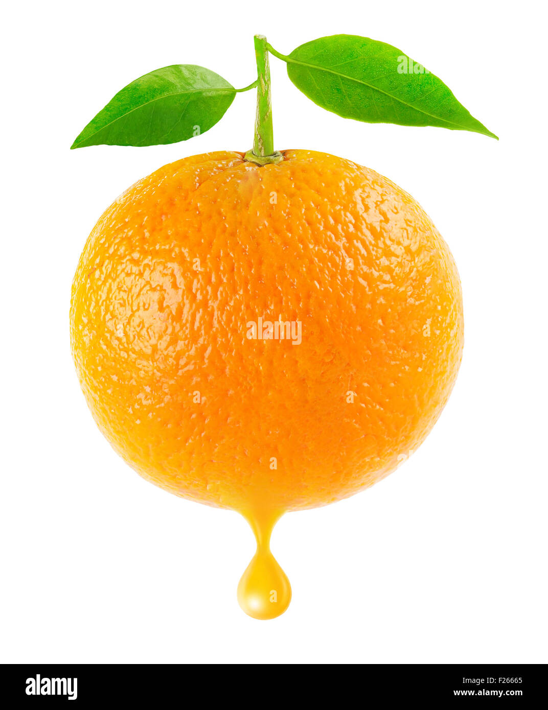 Orange with a drop of juice isolated on white Stock Photo - Alamy