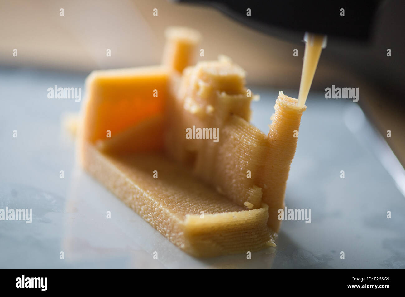 A 3D food printer prints a marzipan model of Neuschwanstein Castle in ...