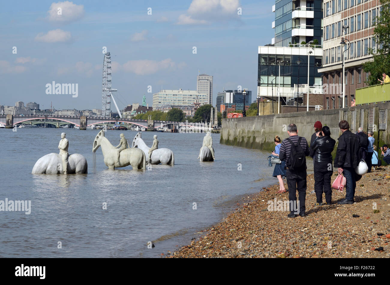 London, UK, 11 September 2015, "The Rising Tide" horse sculptures in ...