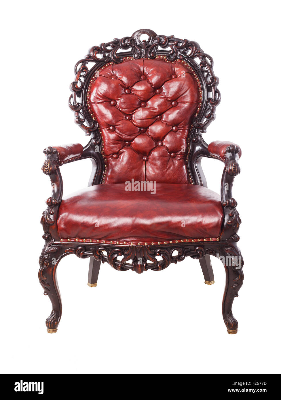 Goose neck tufted chair isolated on white Stock Photo - Alamy