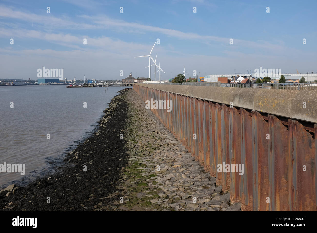 The sea wall on the River Thames Tilbury Essex Stock Photo - Alamy