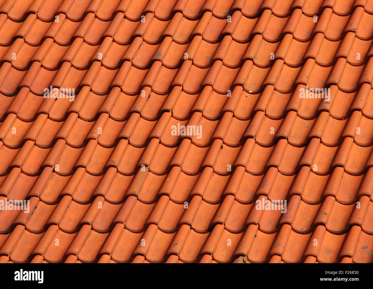 Red Clay Tile Roof on Old Farm House in Obliquely Perspective Stock ...