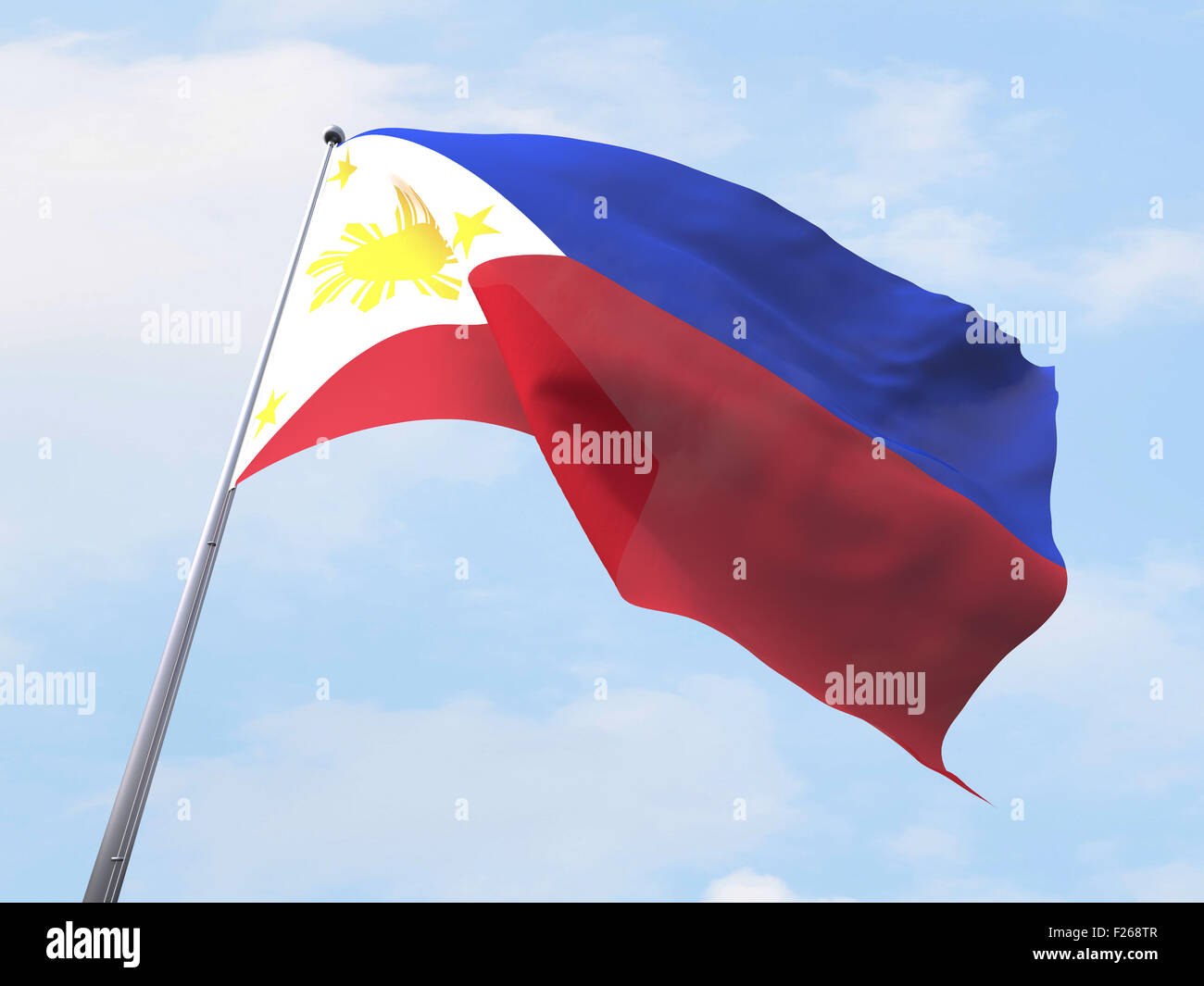 Philippines flag flying on clear sky Stock Photo - Alamy