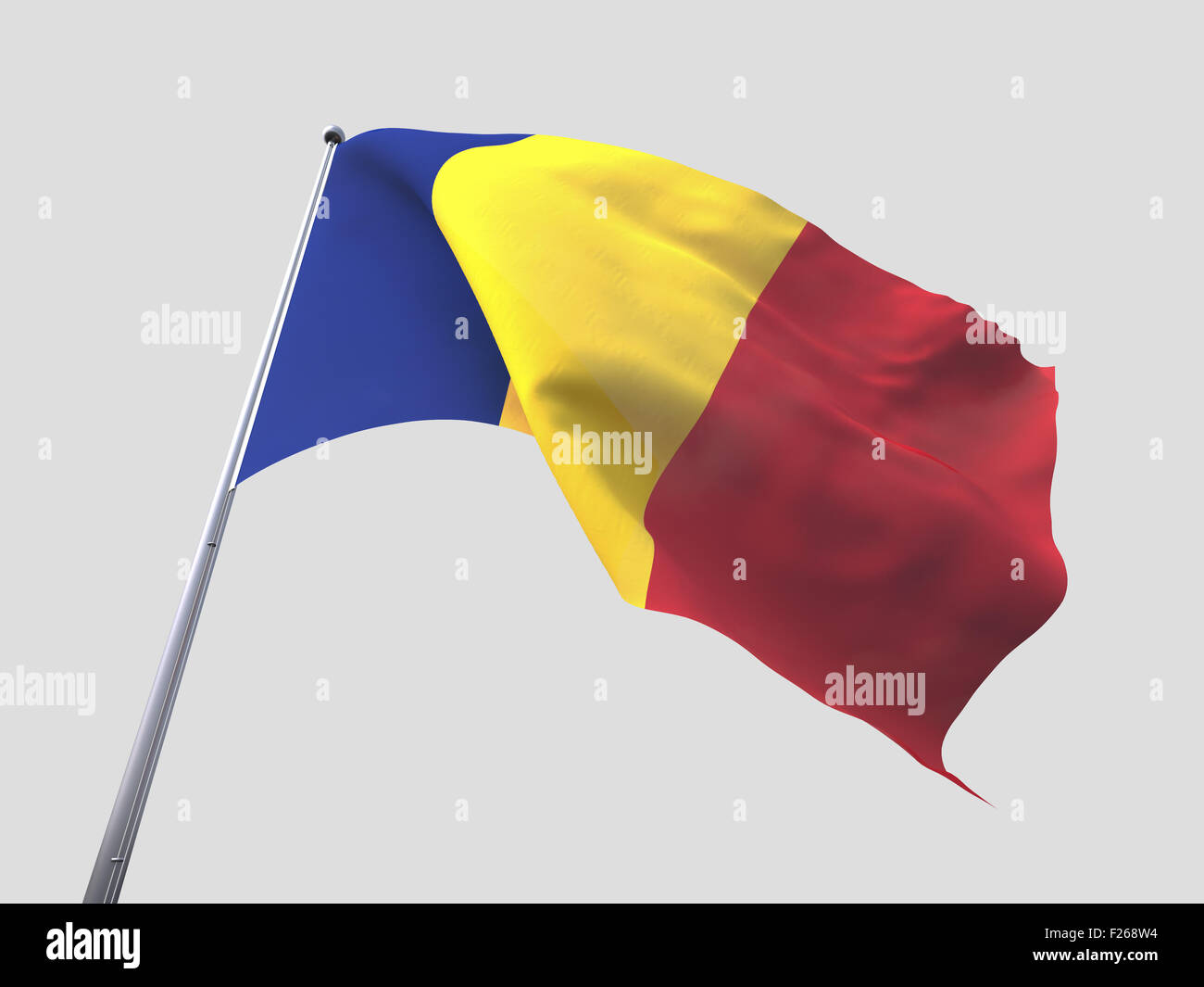Romania flying flag isolate on white background Stock Photo - Alamy