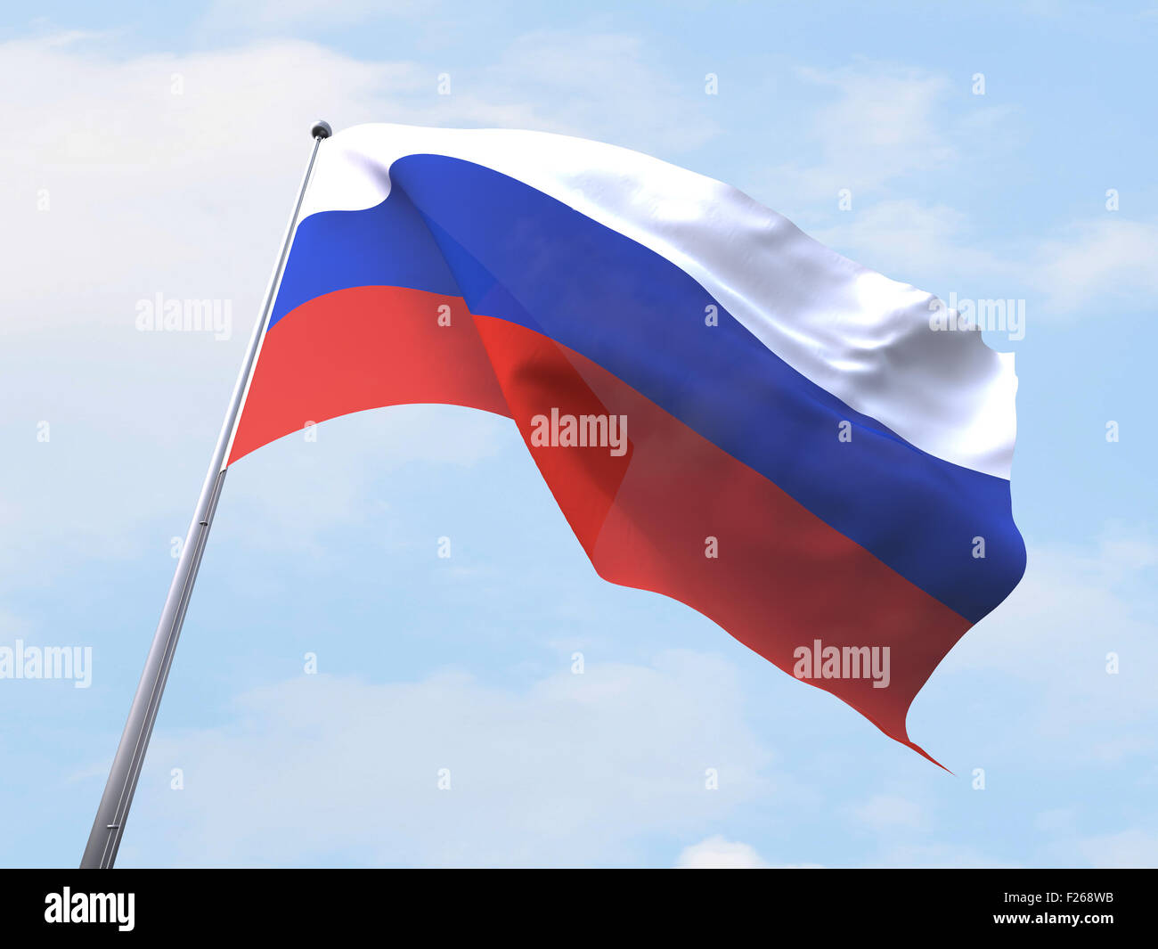 Russia flag flying on clear sky Stock Photo - Alamy