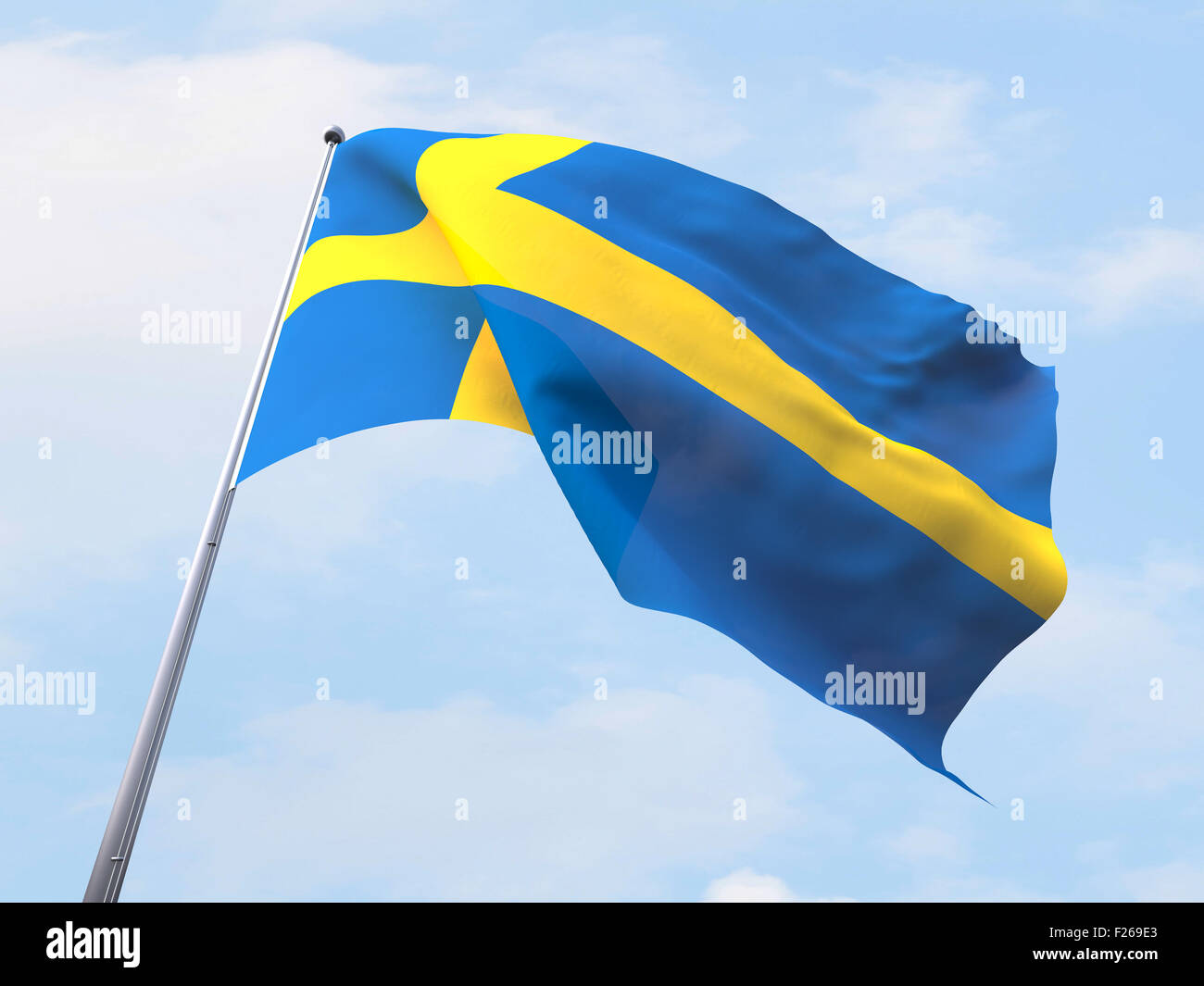 Sweden flag flying on clear sky Stock Photo - Alamy