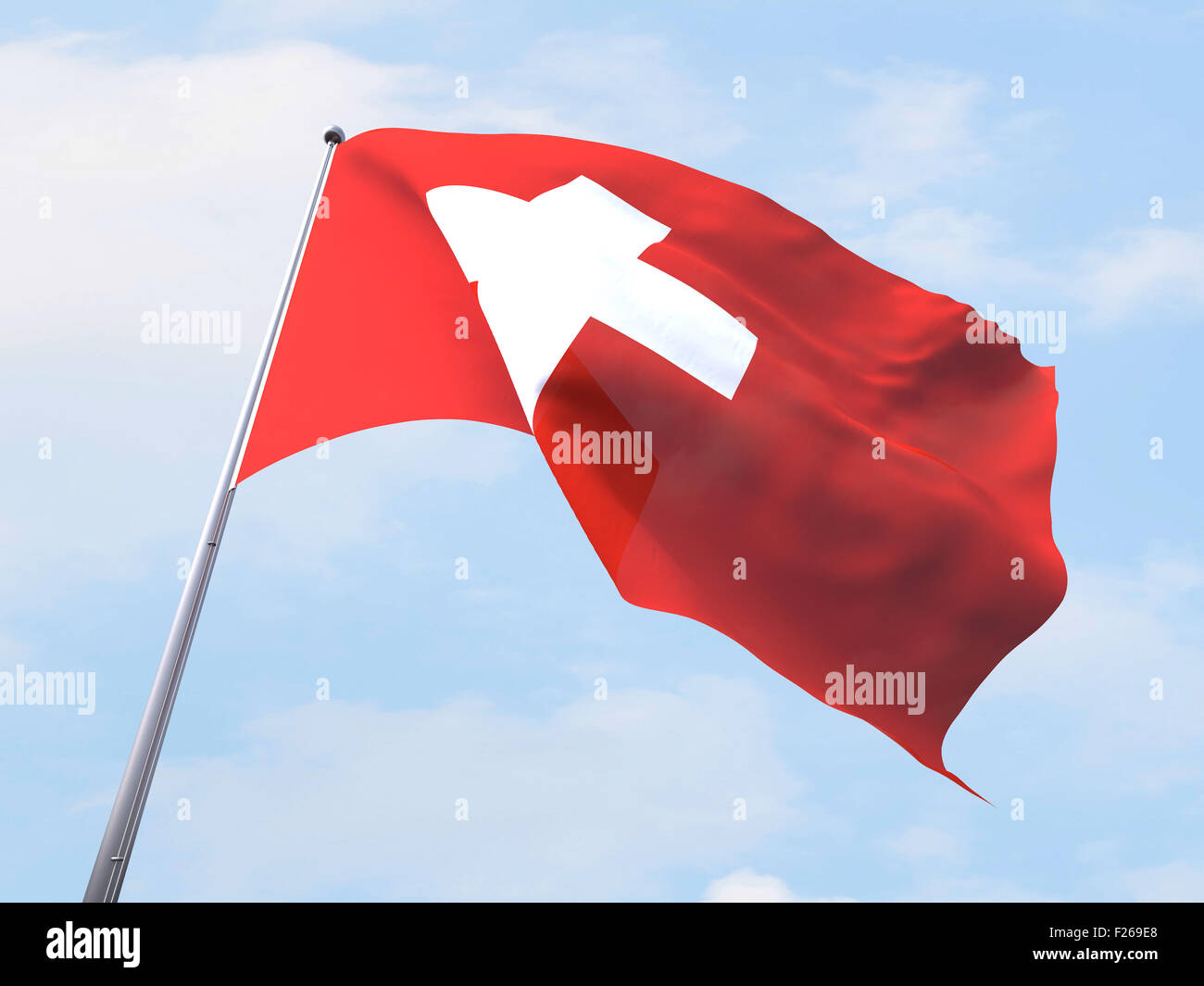 Switzerland flag flying on clear sky Stock Photo - Alamy