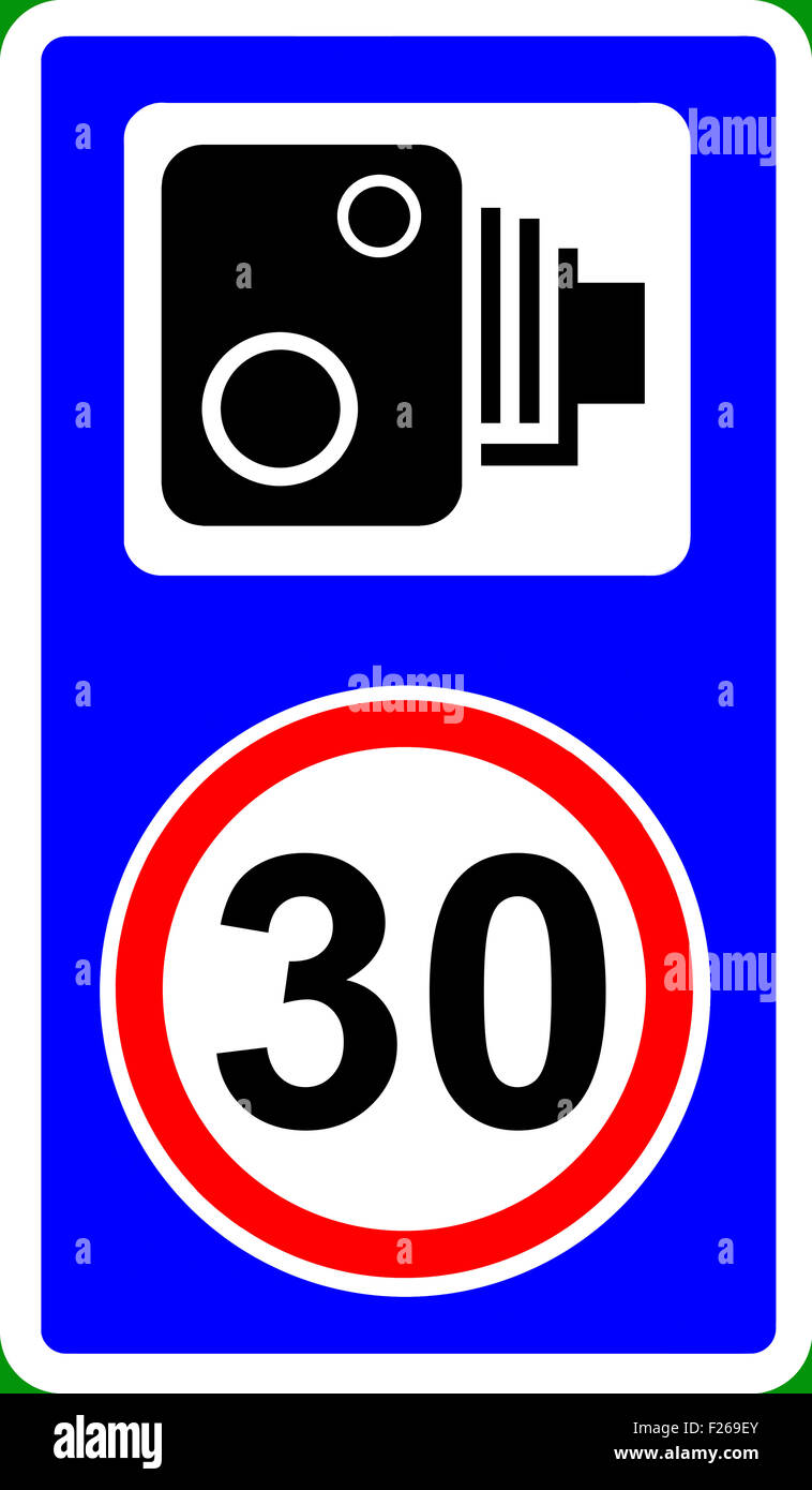 Speed camera enforcing 30mph speed limit traffic sign Stock Photo - Alamy