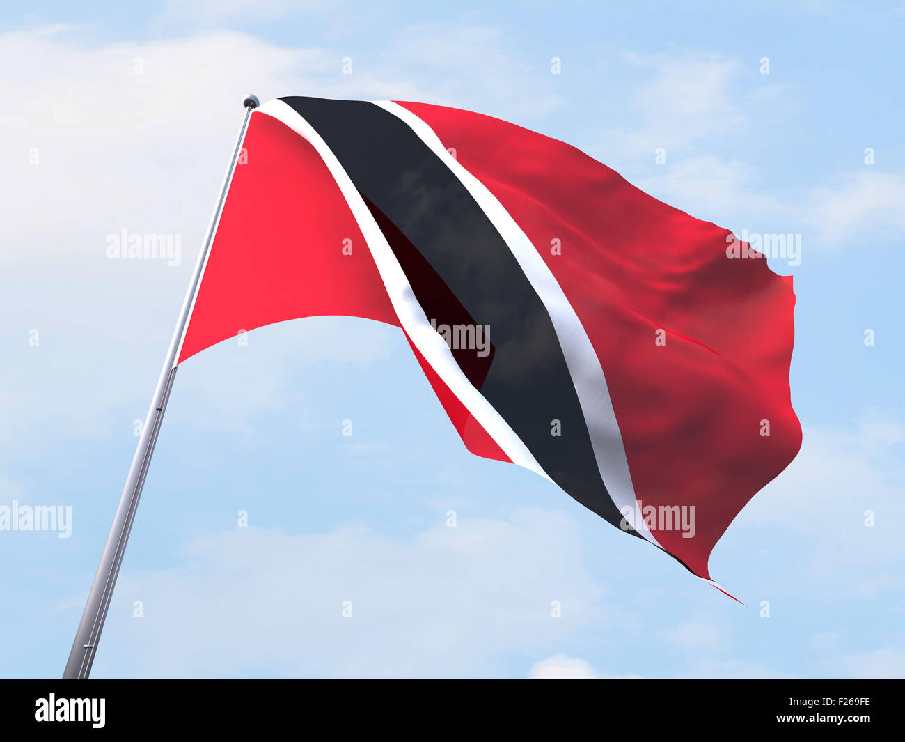 Trinidad and Tobago flag flying on clear sky Stock Photo - Alamy